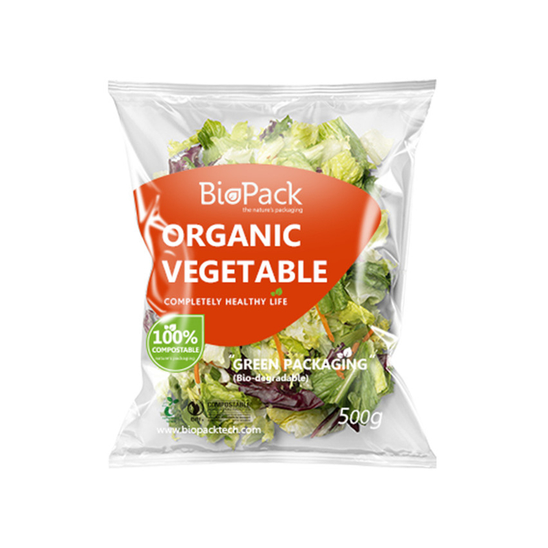 Heat Sealed Barrier Printed Clear PLA Compostable Leafy Greens Bags ...